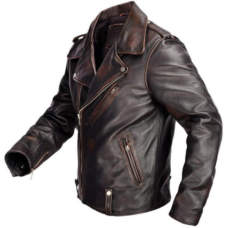 Double Breasted Brando Style Motorcycle Jacket — Leather Factory Shop